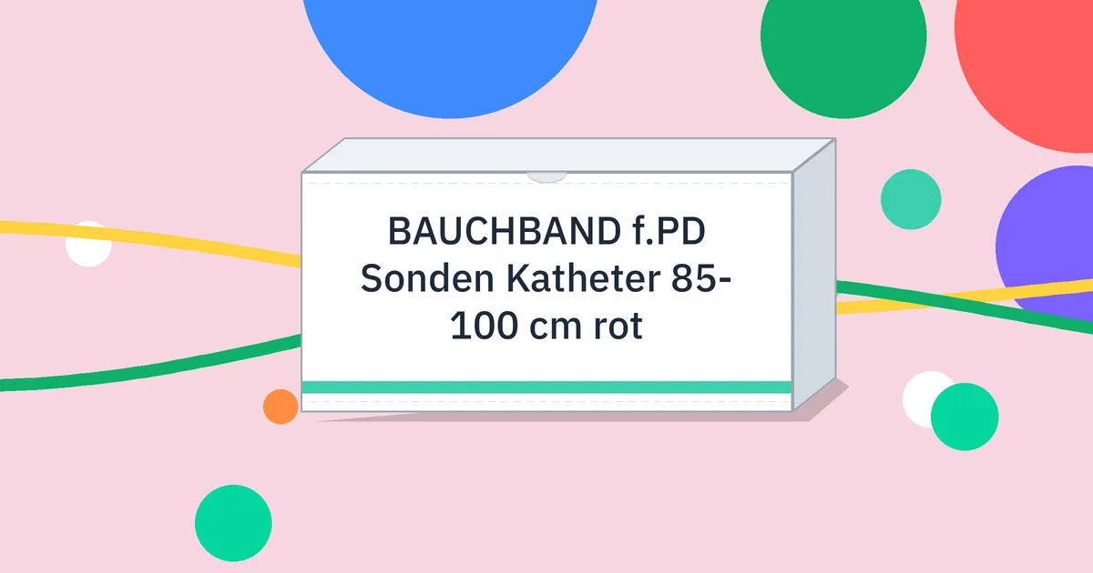 Symbolbild: Packung mit der Aufschrift BAUCHBAND f.PD Sonden Katheter 85-100 cm rot (PZN 20652957) – Verfügbarkeit und Bezug in Apotheken in Frankfurt am Main