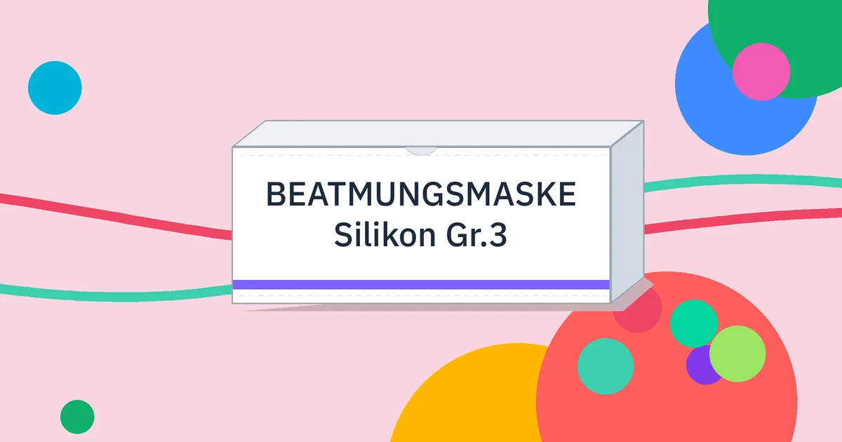 Symbolbild: Packung mit der Aufschrift BEATMUNGSMASKE Silikon Gr.3 (PZN 03655813) – Verfügbarkeit und Bezug in Apotheken in Frankfurt am Main