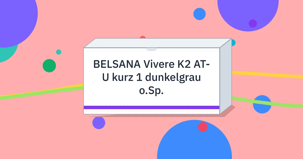 Symbolbild: Packung mit der Aufschrift BELSANA Vivere K2 AT-U kurz 1 dunkelgrau o.Sp. (PZN 12183052) – Verfügbarkeit und Bezug in Apotheken in Frankfurt am Main
