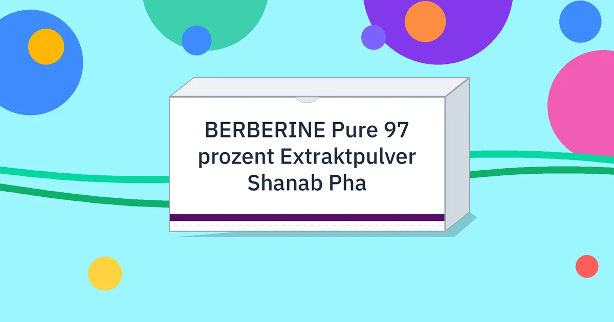 Symbolbild: Packung mit der Aufschrift BERBERINE Pure 97 prozent Extraktpulver Shanab Pha (PZN 17998132) – Verfügbarkeit und Bezug in Apotheken in Frankfurt am Main