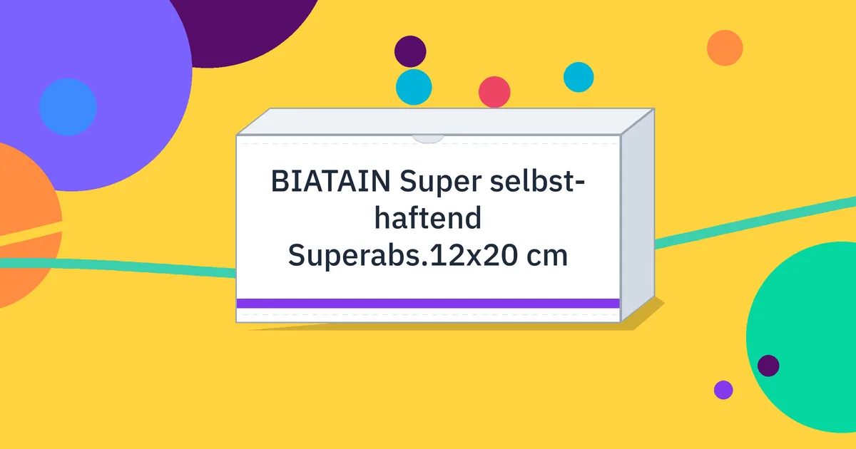 Symbolbild: Packung mit der Aufschrift BIATAIN Super selbst-haftend Superabs.12x20 cm (PZN 20802718) – Verfügbarkeit und Bezug in Apotheken in Frankfurt am Main