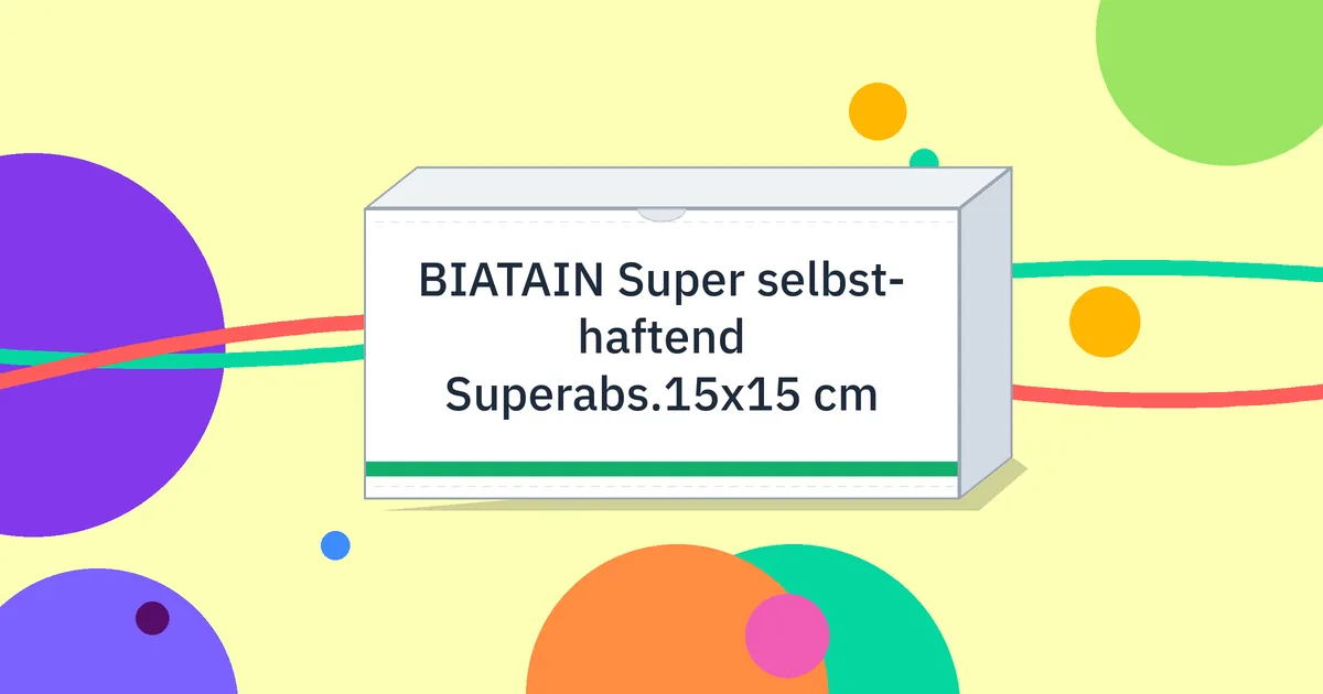 Symbolbild: Packung mit der Aufschrift BIATAIN Super selbst-haftend Superabs.15x15 cm (PZN 11159927) – Verfügbarkeit und Bezug in Apotheken in Frankfurt am Main