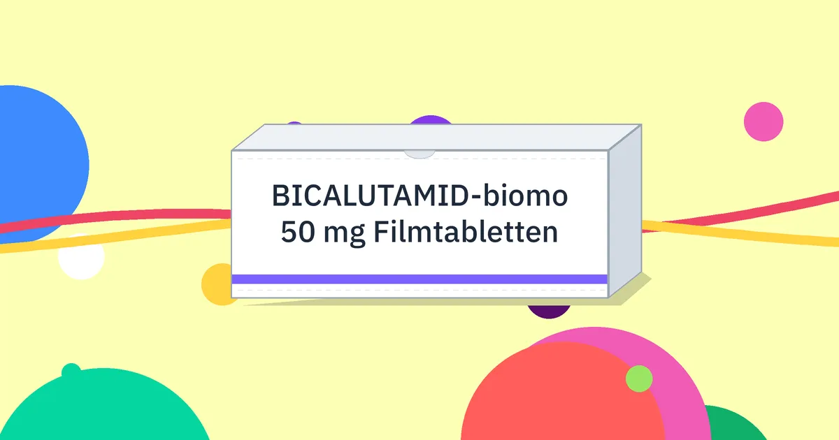 Symbolbild: Packung mit der Aufschrift BICALUTAMID-biomo 50 mg Filmtabletten (PZN 06715361) – Verfügbarkeit und Bezug in Apotheken in Frankfurt am Main