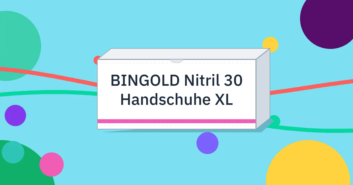 Symbolbild: Packung mit der Aufschrift BINGOLD Nitril 30 Handschuhe XL (PZN 13542145) – Verfügbarkeit und Bezug in Apotheken in Frankfurt am Main