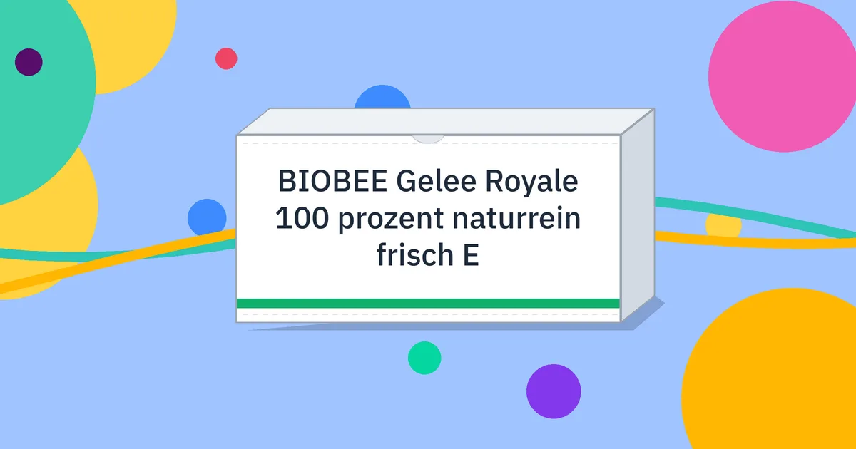 Symbolbild: Packung mit der Aufschrift BIOBEE Gelee Royale 100 prozent naturrein frisch E (PZN 12543556) – Verfügbarkeit und Bezug in Apotheken in Frankfurt am Main