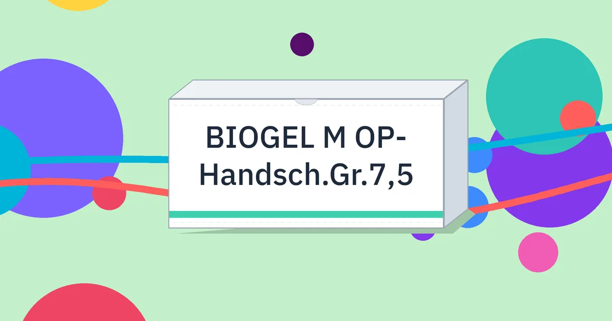 Symbolbild: Packung mit der Aufschrift BIOGEL M OP-Handsch.Gr.7,5 (PZN 03987426) – Verfügbarkeit und Bezug in Apotheken in Frankfurt am Main