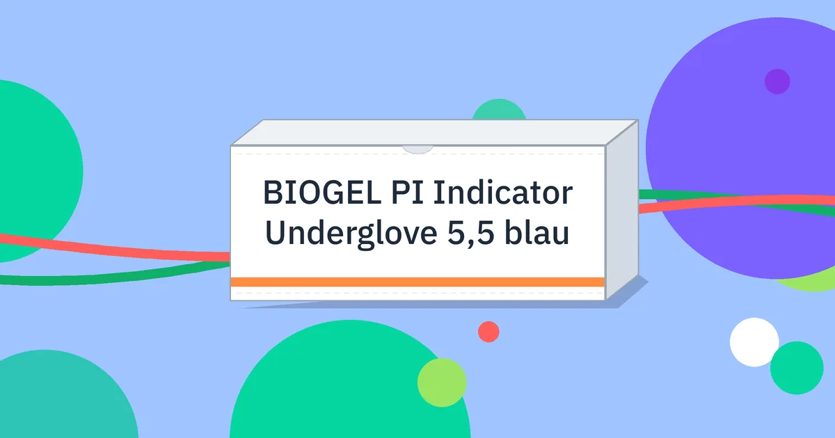 Symbolbild: Packung mit der Aufschrift BIOGEL PI Indicator Underglove 5,5 blau (PZN 04702041) – Verfügbarkeit und Bezug in Apotheken in Frankfurt am Main