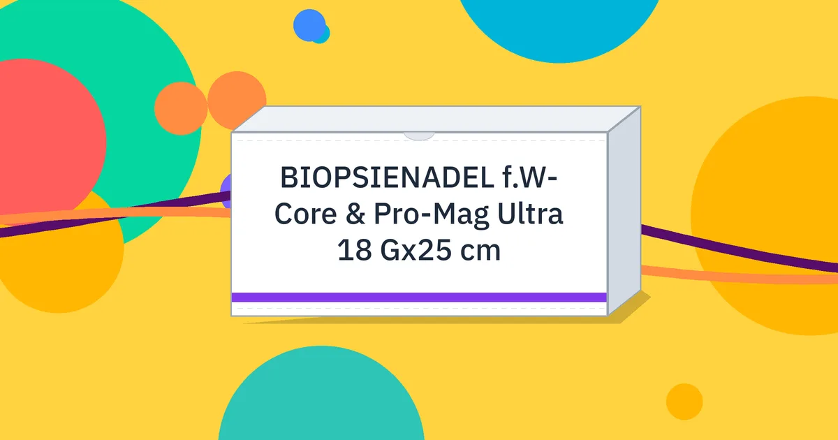 Symbolbild: Packung mit der Aufschrift BIOPSIENADEL f.W-Core & Pro-Mag Ultra 18 Gx25 cm (PZN 19351707) – Verfügbarkeit und Bezug in Apotheken in Frankfurt am Main
