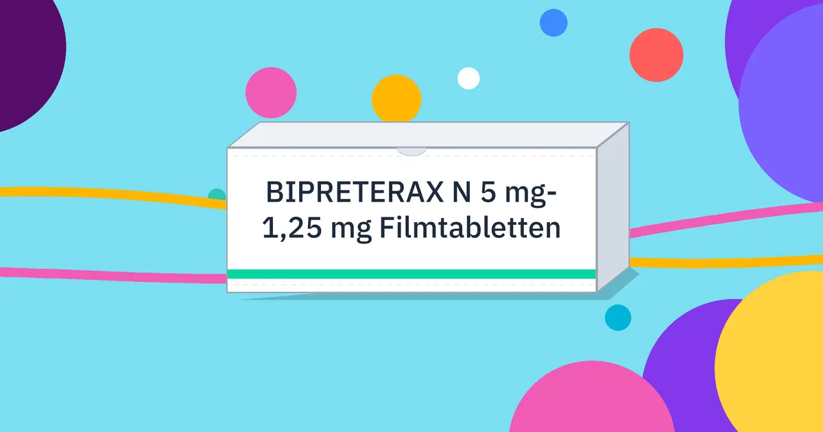 Symbolbild: Packung mit der Aufschrift BIPRETERAX N 5 mg-1,25 mg Filmtabletten (PZN 15568284) – Verfügbarkeit und Bezug in Apotheken in Frankfurt am Main