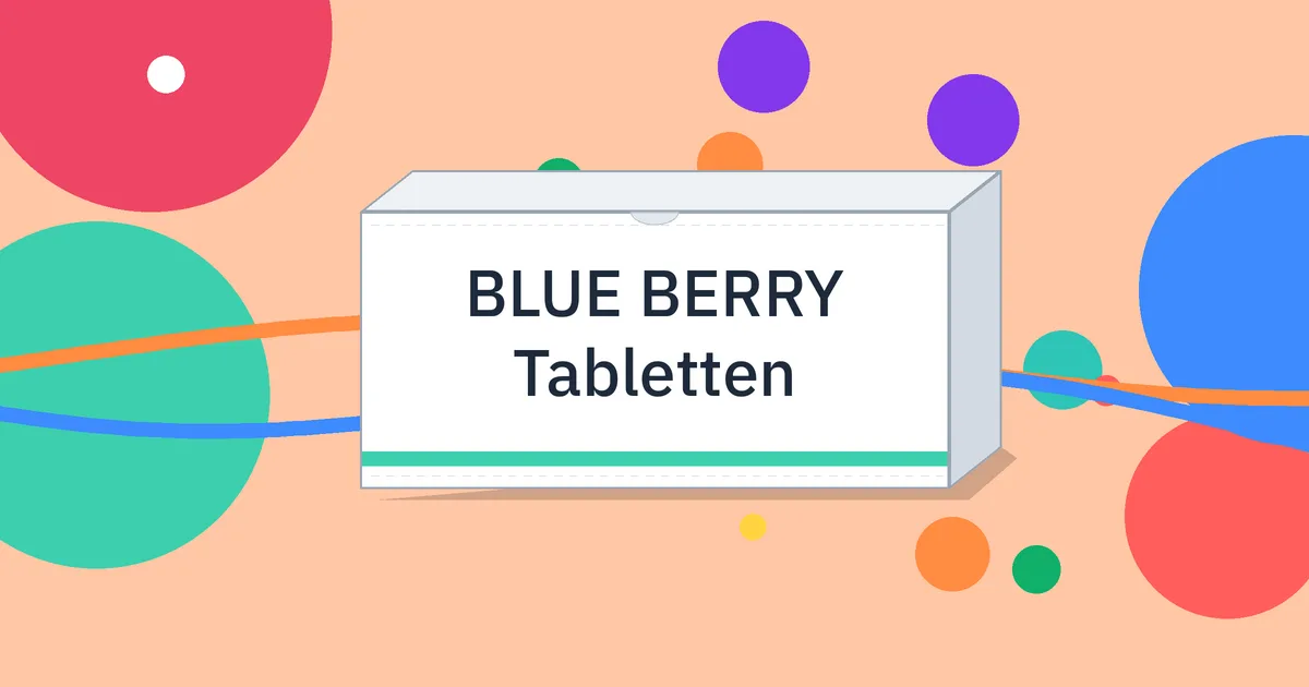 Symbolbild: Packung mit der Aufschrift BLUE BERRY Tabletten (PZN 06328919) – Verfügbarkeit und Bezug in Apotheken in Frankfurt am Main