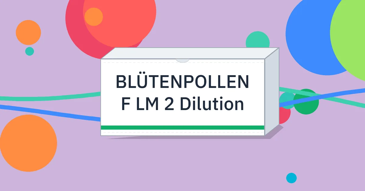 Symbolbild: Packung mit der Aufschrift BLÜTENPOLLEN F LM 2 Dilution (PZN 13389270) – Verfügbarkeit und Bezug in Apotheken in Frankfurt am Main