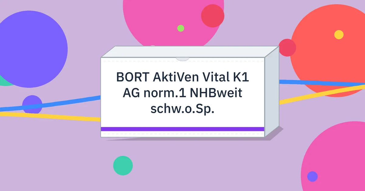 Symbolbild: Packung mit der Aufschrift BORT AktiVen Vital K1 AG norm.1 NHBweit schw.o.Sp. (PZN 13735660) – Verfügbarkeit und Bezug in Apotheken in Frankfurt am Main