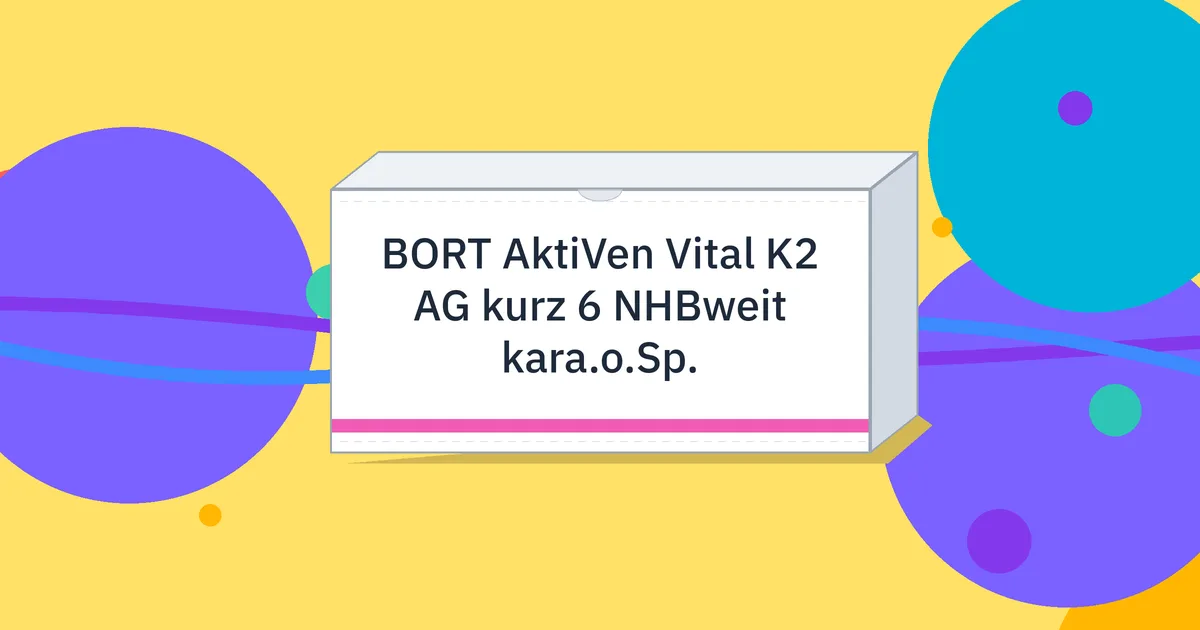 Symbolbild: Packung mit der Aufschrift BORT AktiVen Vital K2 AG kurz 6 NHBweit kara.o.Sp. (PZN 12384247) – Verfügbarkeit und Bezug in Apotheken in Frankfurt am Main