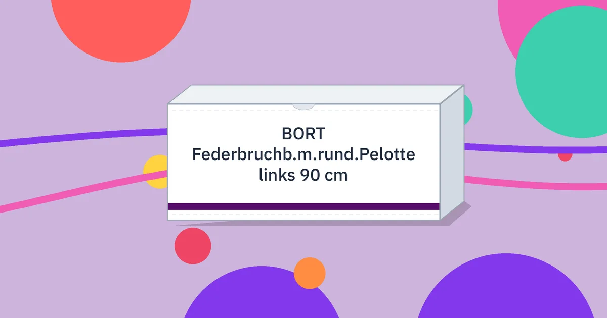 Symbolbild: Packung mit der Aufschrift BORT Federbruchb.m.rund.Pelotte links 90 cm (PZN 07195219) – Verfügbarkeit und Bezug in Apotheken in Frankfurt am Main
