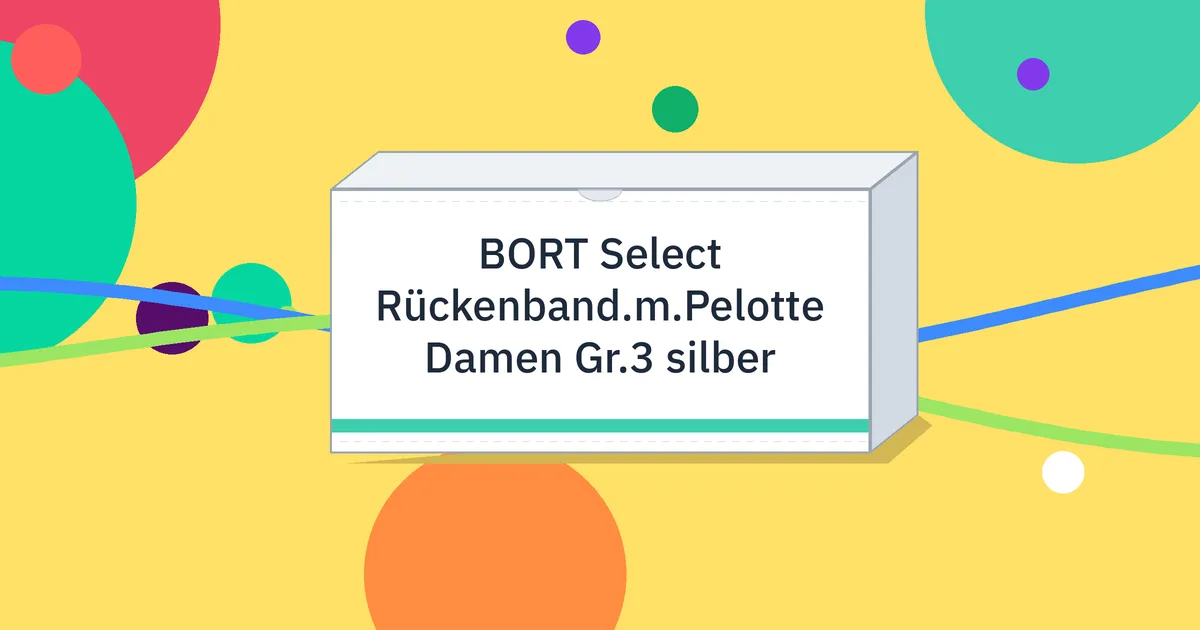 Symbolbild: Packung mit der Aufschrift BORT Select Rückenband.m.Pelotte Damen Gr.3 silber (PZN 14273670) – Verfügbarkeit und Bezug in Apotheken in Frankfurt am Main