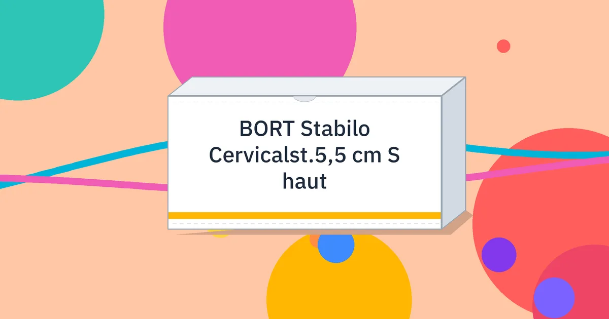 Symbolbild: Packung mit der Aufschrift BORT Stabilo Cervicalst.5,5 cm S haut (PZN 10206872) – Verfügbarkeit und Bezug in Apotheken in Frankfurt am Main