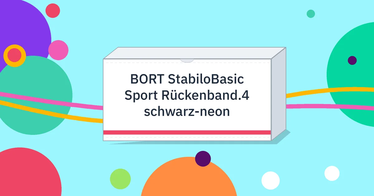 Symbolbild: Packung mit der Aufschrift BORT StabiloBasic Sport Rückenband.4 schwarz-neon (PZN 02744673) – Verfügbarkeit und Bezug in Apotheken in Frankfurt am Main