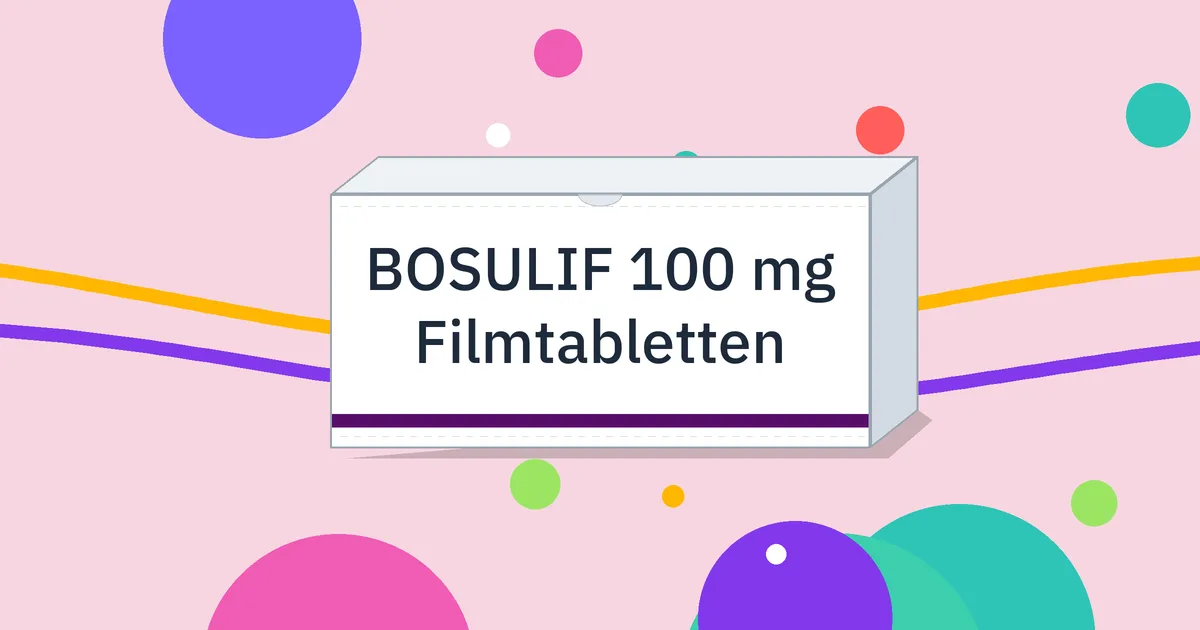 Symbolbild: Packung mit der Aufschrift BOSULIF 100 mg Filmtabletten (PZN 19670306) – Verfügbarkeit und Bezug in Apotheken in Frankfurt am Main