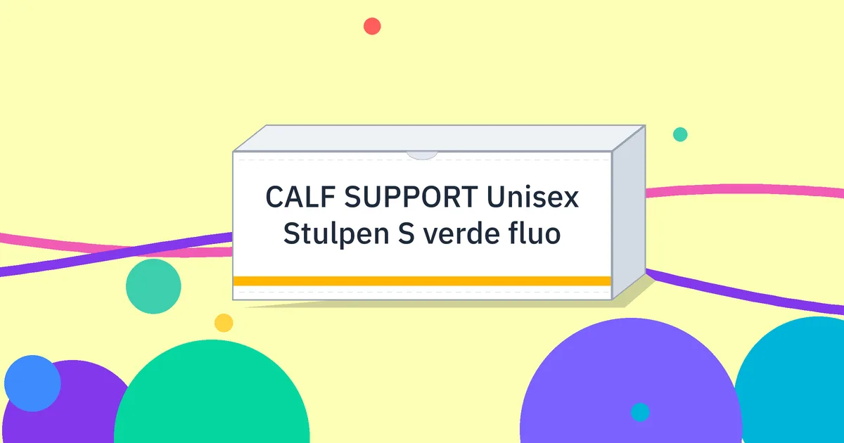 Symbolbild: Packung mit der Aufschrift CALF SUPPORT Unisex Stulpen S verde fluo (PZN 16195336) – Verfügbarkeit und Bezug in Apotheken in Frankfurt am Main