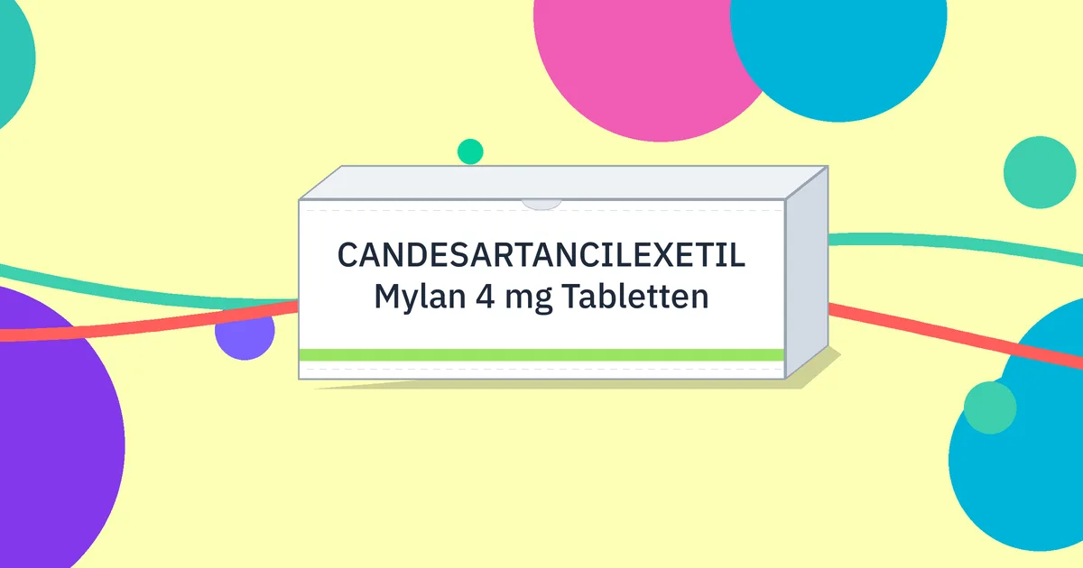 Symbolbild: Packung mit der Aufschrift CANDESARTANCILEXETIL Mylan 4 mg Tabletten (PZN 09614270) – Verfügbarkeit und Bezug in Apotheken in Frankfurt am Main