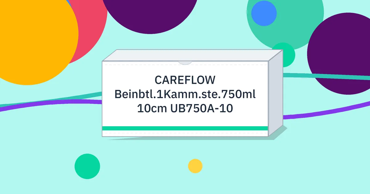 Symbolbild: Packung mit der Aufschrift CAREFLOW Beinbtl.1Kamm.ste.750ml 10cm UB750A-10 (PZN 12371523) – Verfügbarkeit und Bezug in Apotheken in Frankfurt am Main