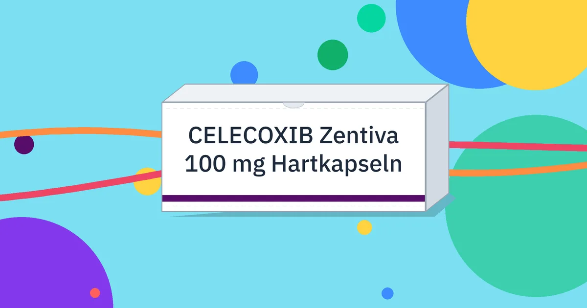 Symbolbild: Packung mit der Aufschrift CELECOXIB Zentiva 100 mg Hartkapseln (PZN 10542104) – Verfügbarkeit und Bezug in Apotheken in Frankfurt am Main