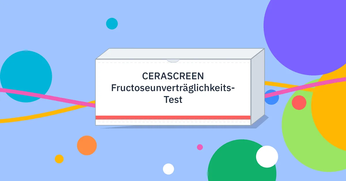 Symbolbild: Packung mit der Aufschrift CERASCREEN Fructoseunverträglichkeits-Test (PZN 19441600) – Verfügbarkeit und Bezug in Apotheken in Frankfurt am Main