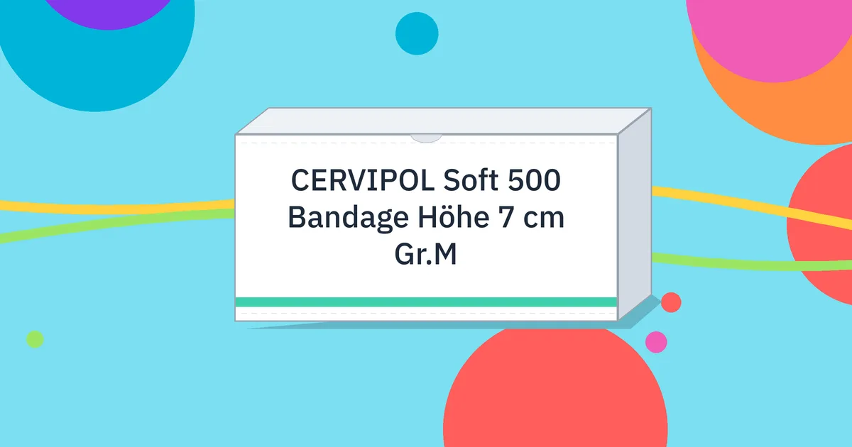 Symbolbild: Packung mit der Aufschrift CERVIPOL Soft 500 Bandage Höhe 7 cm Gr.M (PZN 09403857) – Verfügbarkeit und Bezug in Apotheken in Frankfurt am Main