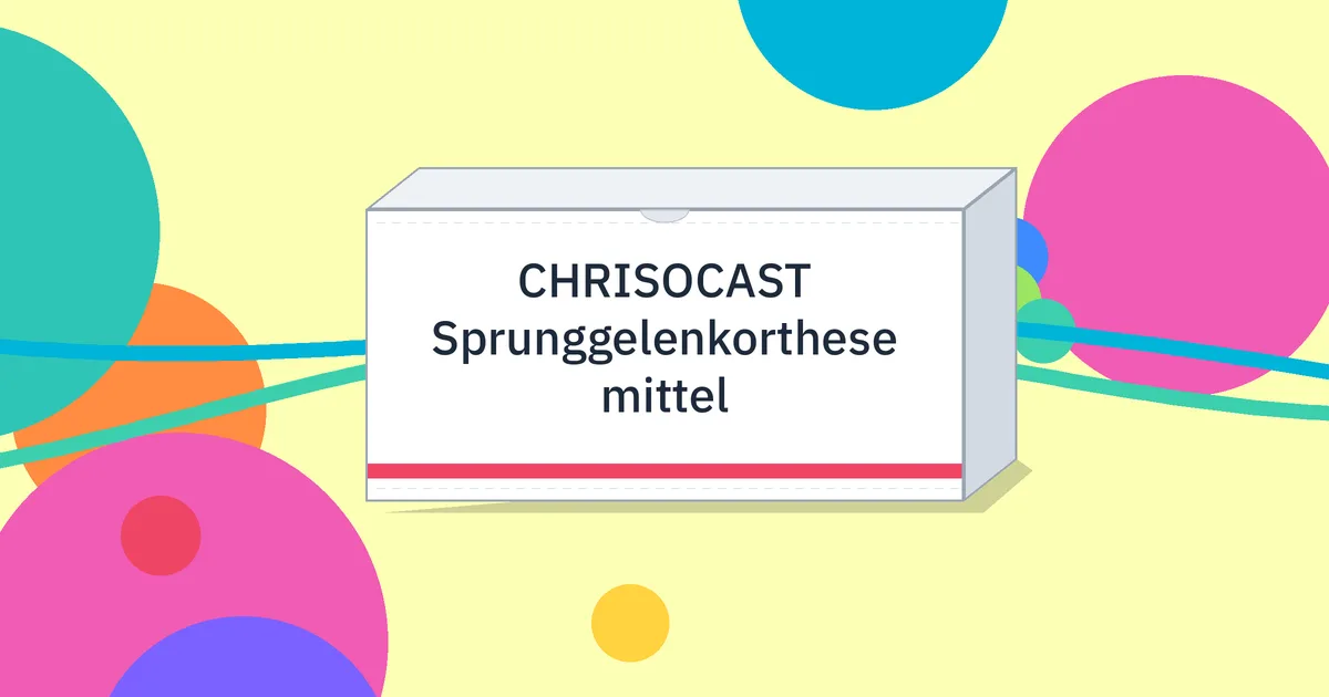 Symbolbild: Packung mit der Aufschrift CHRISOCAST Sprunggelenkorthese mittel (PZN 02641476) – Verfügbarkeit und Bezug in Apotheken in Frankfurt am Main