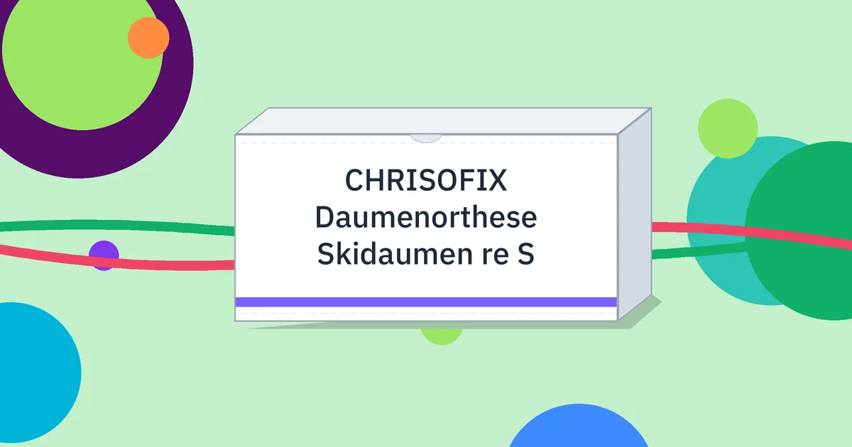 Symbolbild: Packung mit der Aufschrift CHRISOFIX Daumenorthese Skidaumen re S (PZN 17559993) – Verfügbarkeit und Bezug in Apotheken in Frankfurt am Main