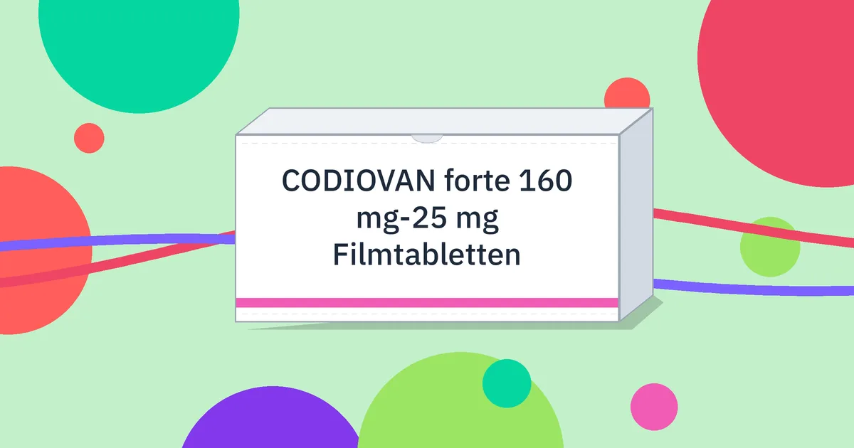 Symbolbild: Packung mit der Aufschrift CODIOVAN forte 160 mg-25 mg Filmtabletten (PZN 05030684) – Verfügbarkeit und Bezug in Apotheken in Frankfurt am Main