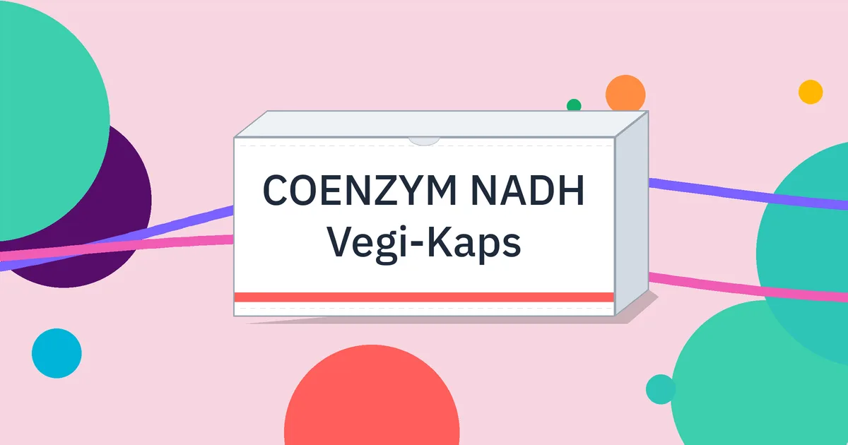 Symbolbild: Packung mit der Aufschrift COENZYM NADH Vegi-Kaps (PZN 13865954) – Verfügbarkeit und Bezug in Apotheken in Frankfurt am Main