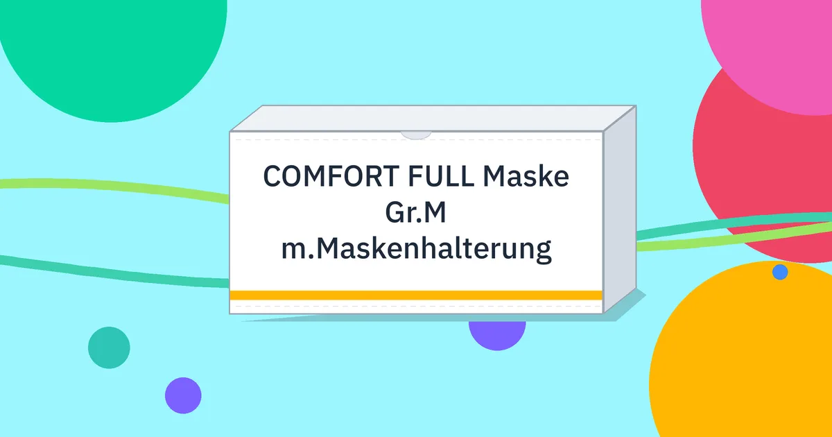 Symbolbild: Packung mit der Aufschrift COMFORT FULL Maske Gr.M m.Maskenhalterung (PZN 03028453) – Verfügbarkeit und Bezug in Apotheken in Frankfurt am Main