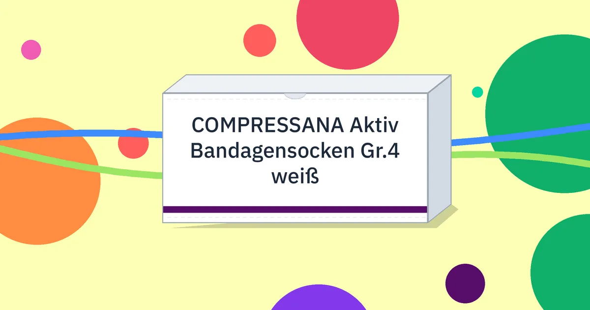 Symbolbild: Packung mit der Aufschrift COMPRESSANA Aktiv Bandagensocken Gr.4 weiß (PZN 09209865) – Verfügbarkeit und Bezug in Apotheken in Frankfurt am Main