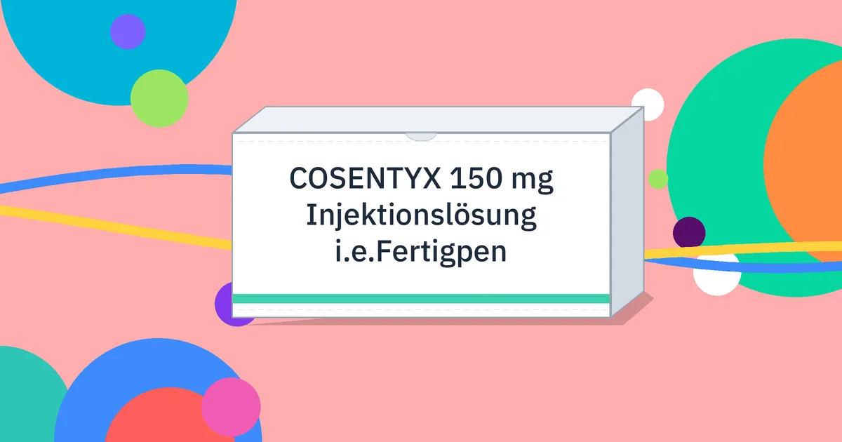 Symbolbild: Packung mit der Aufschrift COSENTYX 150 mg Injektionslösung i.e.Fertigpen (PZN 10626717) – Verfügbarkeit und Bezug in Apotheken in Frankfurt am Main
