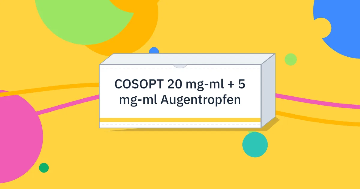 Symbolbild: Packung mit der Aufschrift COSOPT 20 mg-ml + 5 mg-ml Augentropfen (PZN 00120336) – Verfügbarkeit und Bezug in Apotheken in Frankfurt am Main