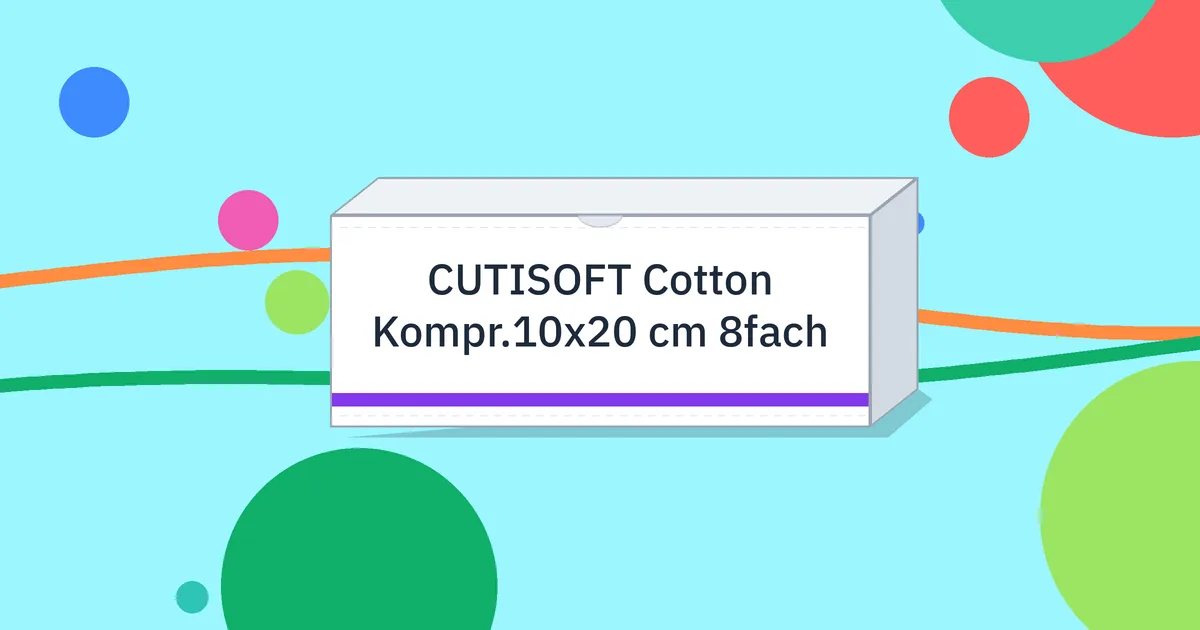 Symbolbild: Packung mit der Aufschrift CUTISOFT Cotton Kompr.10x20 cm 8fach (PZN 06477789) – Verfügbarkeit und Bezug in Apotheken in Frankfurt am Main