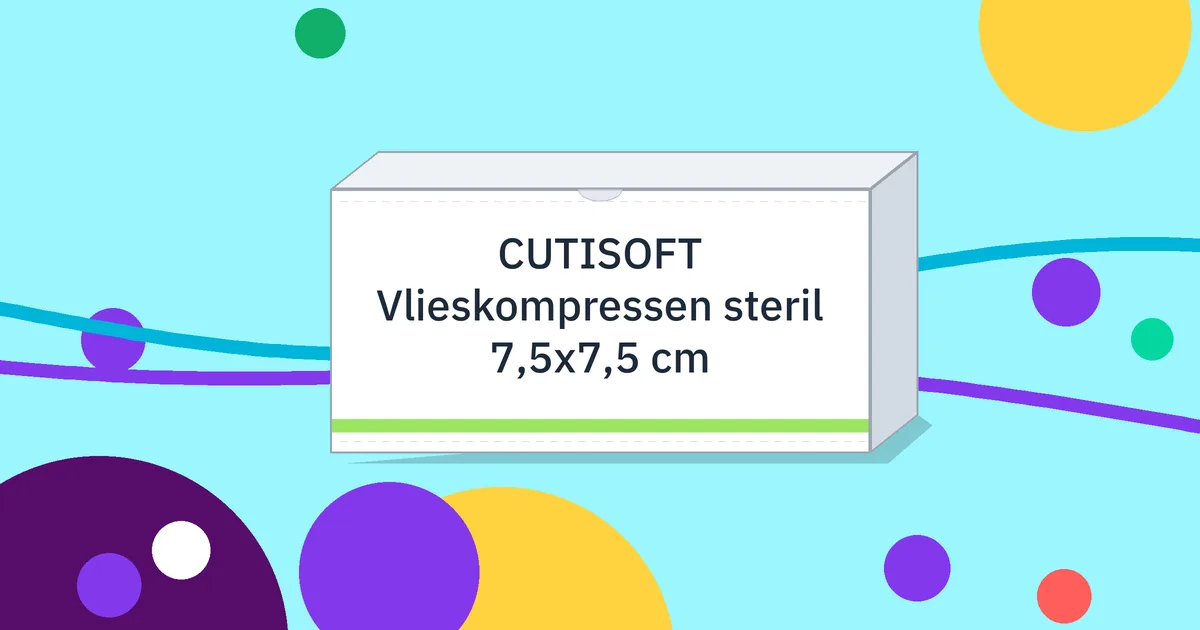 Symbolbild: Packung mit der Aufschrift CUTISOFT Vlieskompressen steril 7,5x7,5 cm (PZN 04894885) – Verfügbarkeit und Bezug in Apotheken in Frankfurt am Main