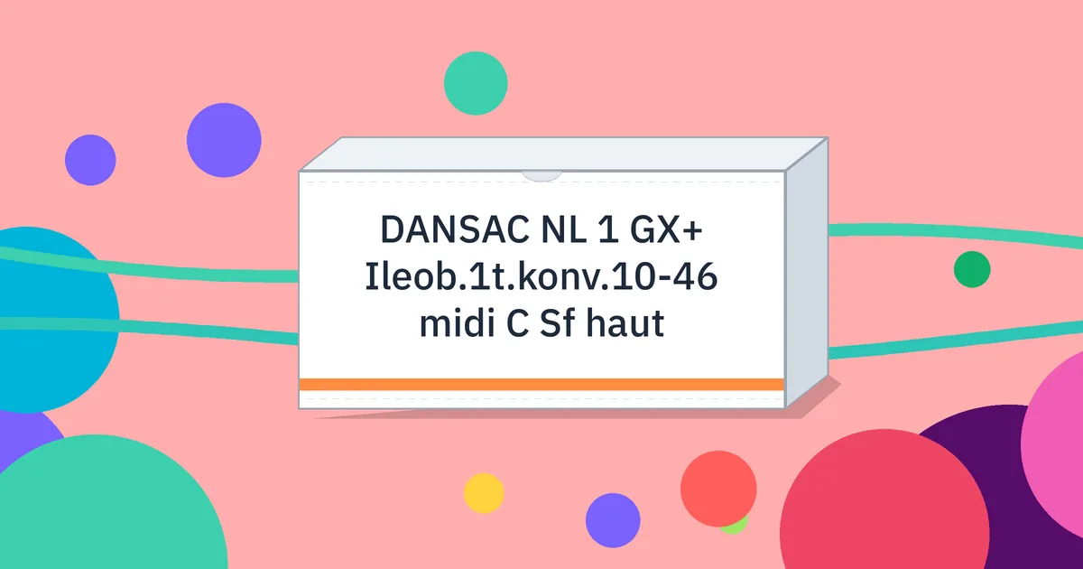 Symbolbild: Packung mit der Aufschrift DANSAC NL 1 GX+ Ileob.1t.konv.10-46 midi C Sf haut (PZN 10919922) – Verfügbarkeit und Bezug in Apotheken in Frankfurt am Main