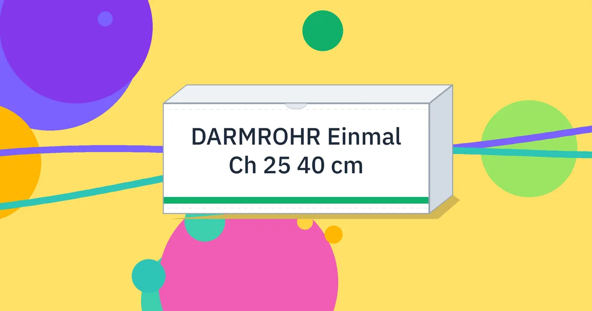 Symbolbild: Packung mit der Aufschrift DARMROHR Einmal Ch 25 40 cm (PZN 00880047) – Verfügbarkeit und Bezug in Apotheken in Frankfurt am Main