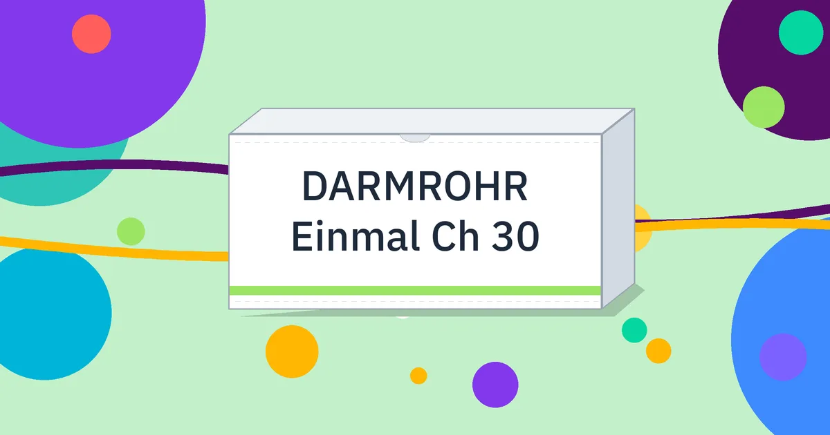 Symbolbild: Packung mit der Aufschrift DARMROHR Einmal Ch 30 (PZN 01961948) – Verfügbarkeit und Bezug in Apotheken in Frankfurt am Main