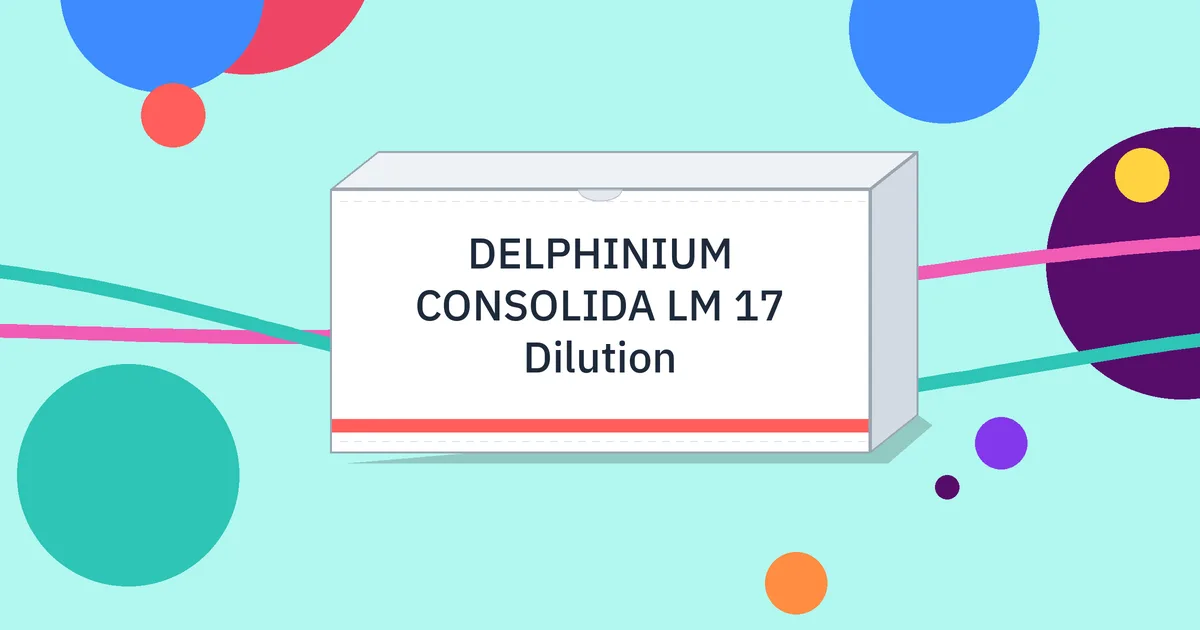 Symbolbild: Packung mit der Aufschrift DELPHINIUM CONSOLIDA LM 17 Dilution (PZN 13463351) – Verfügbarkeit und Bezug in Apotheken in Frankfurt am Main