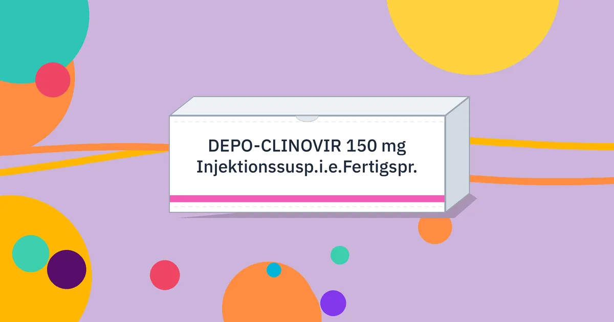 Symbolbild: Packung mit der Aufschrift DEPO-CLINOVIR 150 mg Injektionssusp.i.e.Fertigspr. (PZN 09252358) – Verfügbarkeit und Bezug in Apotheken in Frankfurt am Main