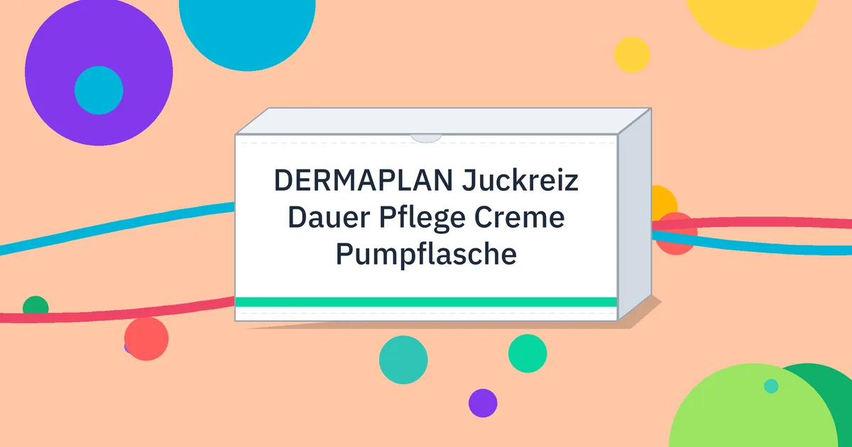 Symbolbild: Packung mit der Aufschrift DERMAPLAN Juckreiz Dauer Pflege Creme Pumpflasche (PZN 03439848) – Verfügbarkeit und Bezug in Apotheken in Frankfurt am Main