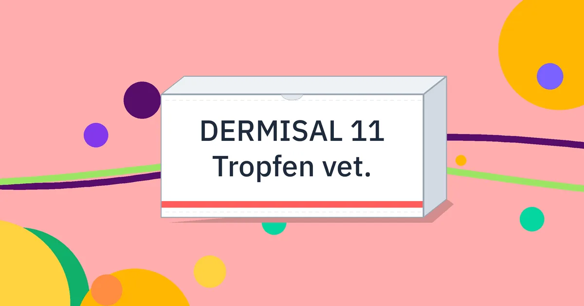 Symbolbild: Packung mit der Aufschrift DERMISAL 11 Tropfen vet. (PZN 02538620) – Verfügbarkeit und Bezug in Apotheken in Frankfurt am Main