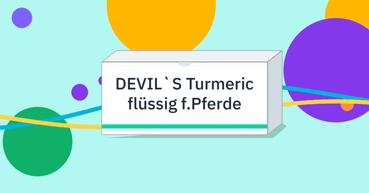 Symbolbild: Packung mit der Aufschrift DEVIL`S Turmeric flüssig f.Pferde (PZN 17835163) – Verfügbarkeit und Bezug in Apotheken in Frankfurt am Main