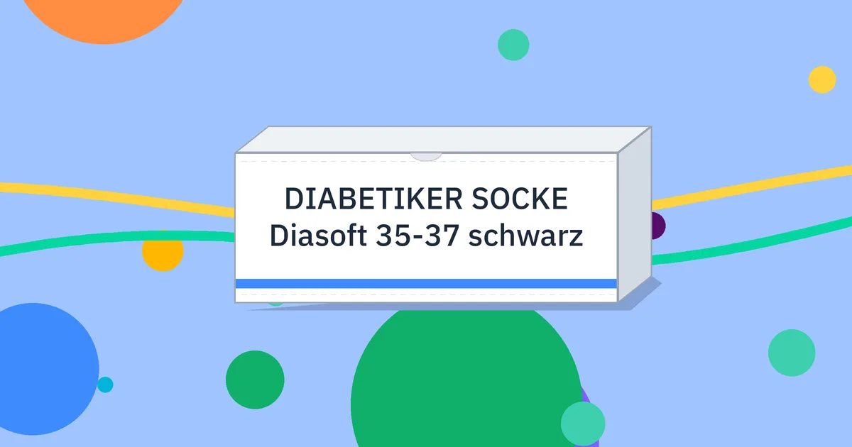 Symbolbild: Packung mit der Aufschrift DIABETIKER SOCKE Diasoft 35-37 schwarz (PZN 01825702) – Verfügbarkeit und Bezug in Apotheken in Frankfurt am Main