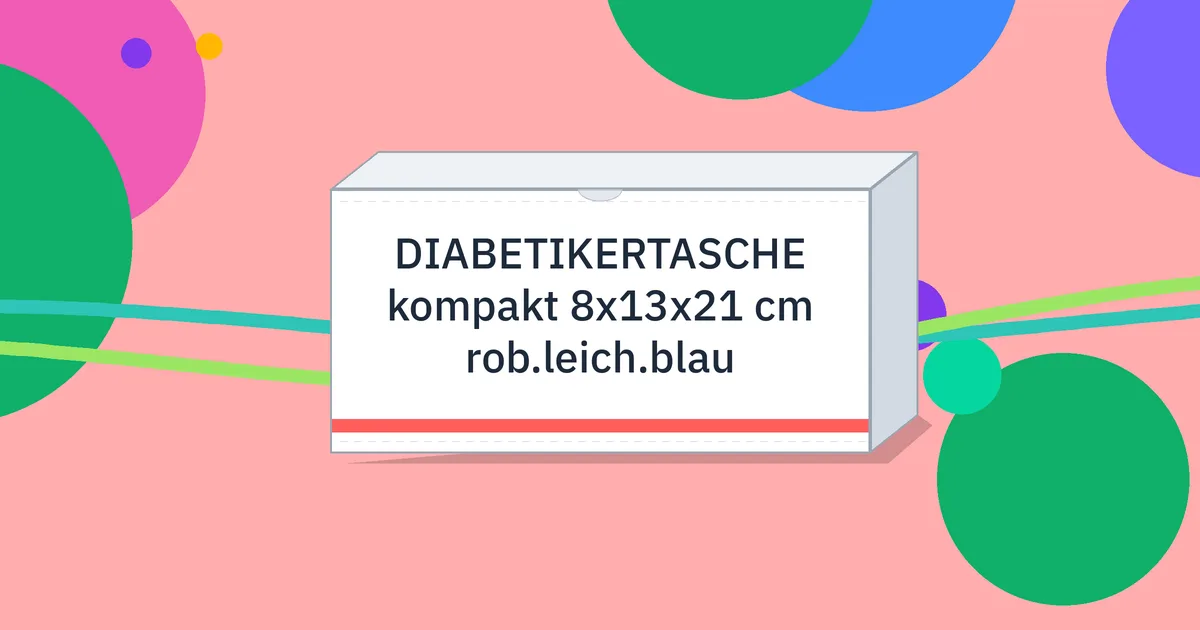 Symbolbild: Packung mit der Aufschrift DIABETIKERTASCHE kompakt 8x13x21 cm rob.leich.blau (PZN 13624363) – Verfügbarkeit und Bezug in Apotheken in Frankfurt am Main