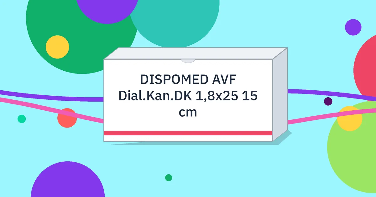 Symbolbild: Packung mit der Aufschrift DISPOMED AVF Dial.Kan.DK 1,8x25 15 cm (PZN 08495538) – Verfügbarkeit und Bezug in Apotheken in Frankfurt am Main