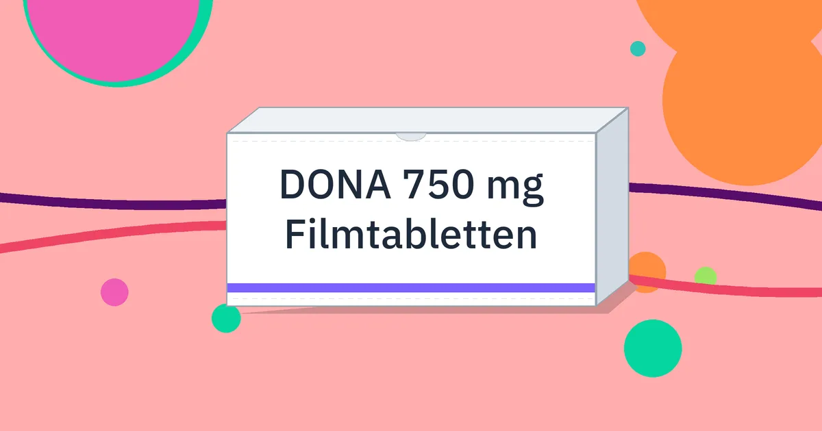 Symbolbild: Packung mit der Aufschrift DONA 750 mg Filmtabletten (PZN 11123220) – Verfügbarkeit und Bezug in Apotheken in Frankfurt am Main